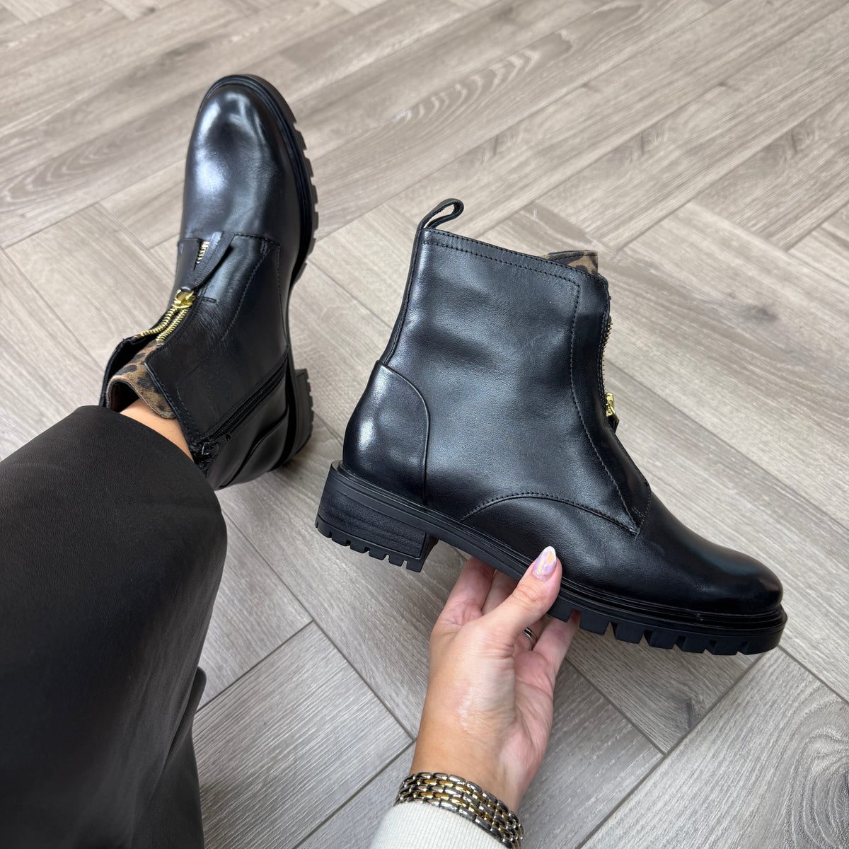 Ara (A7) Front Zip Boot With Leopard Tongue 12-29520 - CountryCalf, Le – Fred Funk