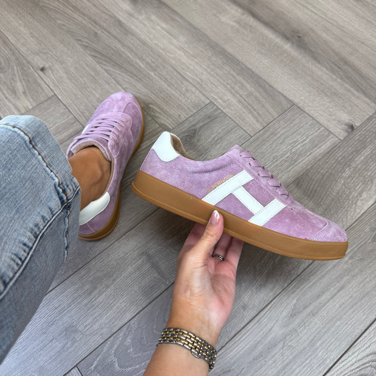 Drilleys (DAW3) ‘Sixty’ Faux Suede Trainer With Gum Sole - Rock Candy – Fred Funk