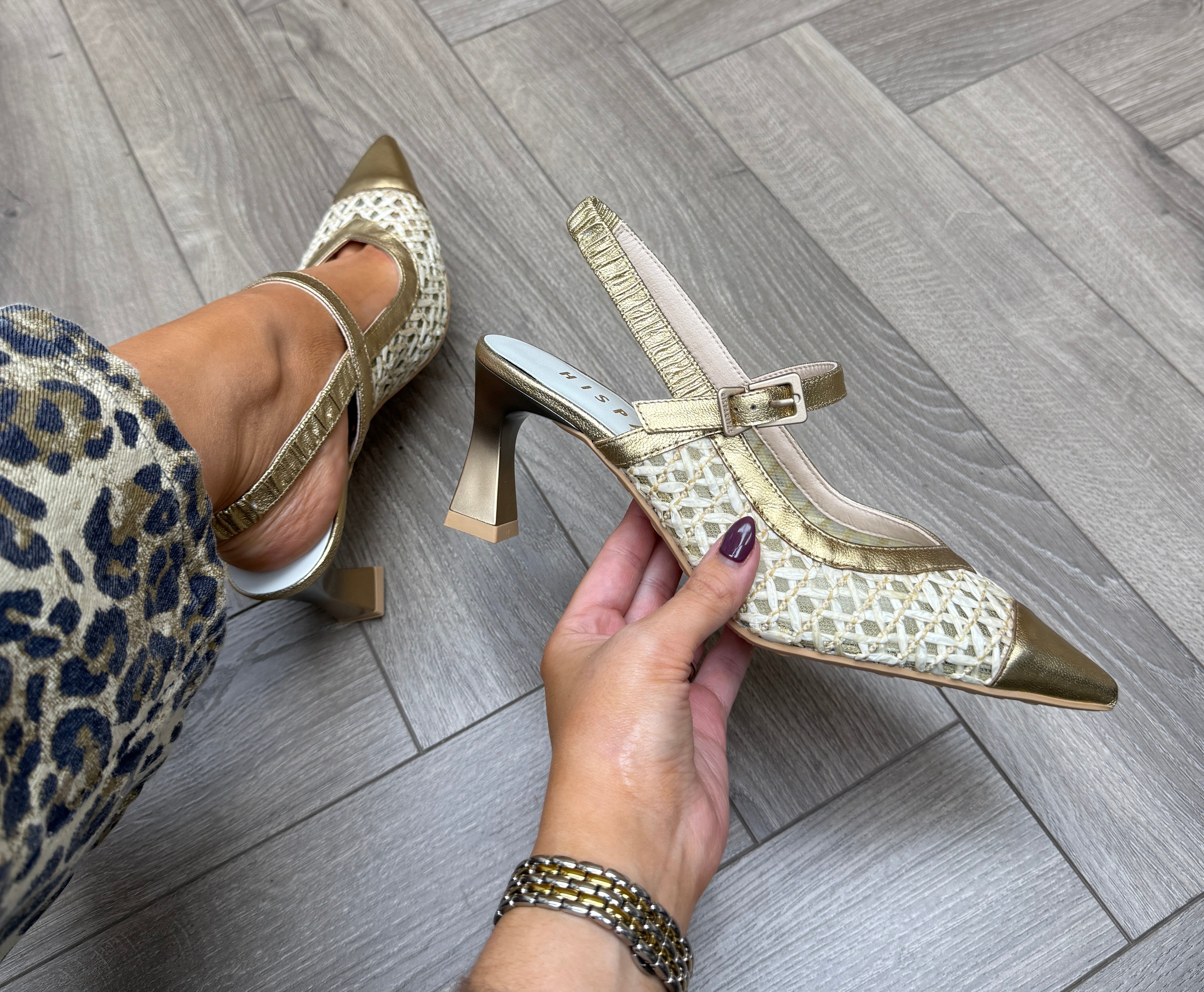 Hispanitas (SS26) RHV264671 High Heel Metallic Woven Slingback - Plati ...