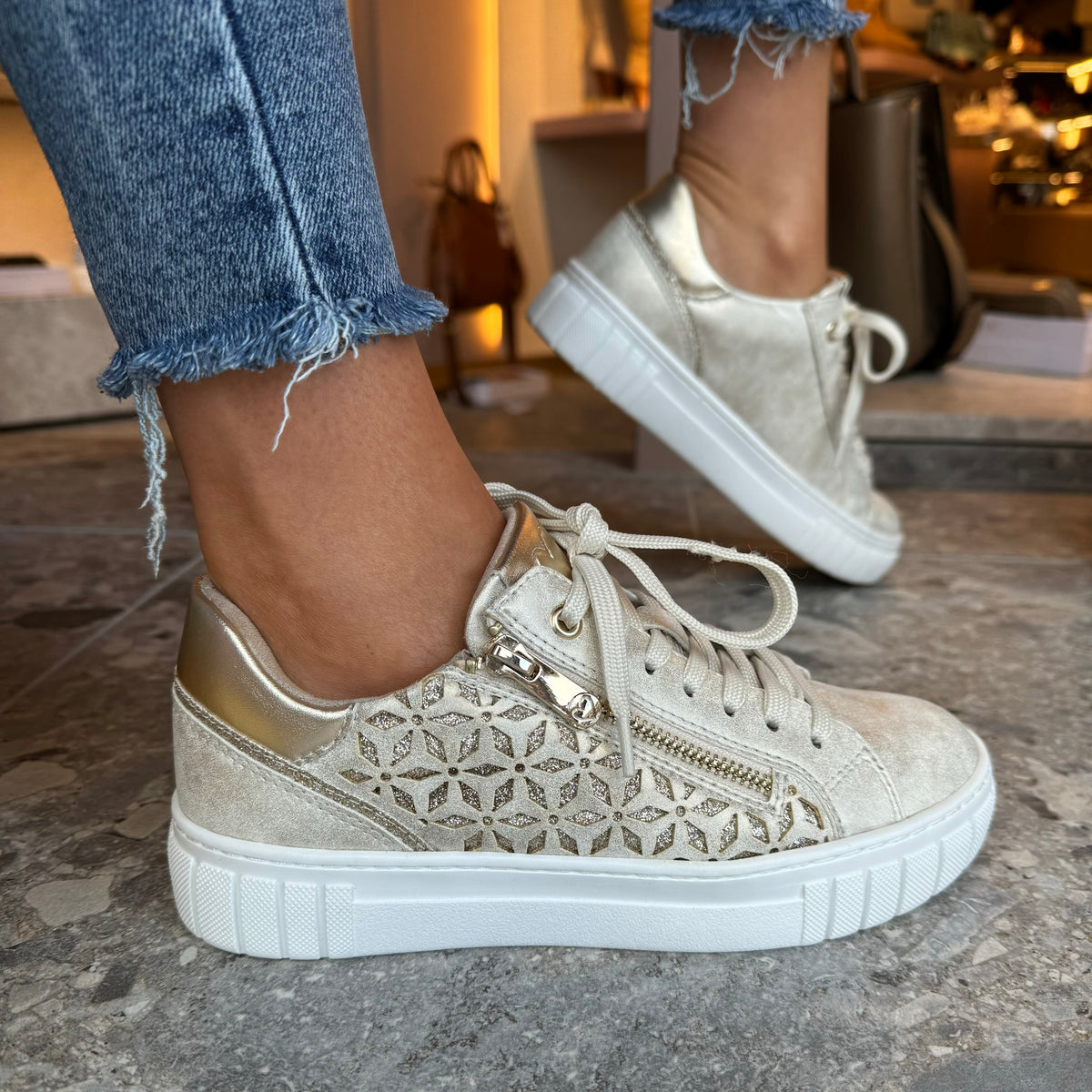 Marco Tozzi (SS26) 2-23701-42 Platform Trainer With Laser Cut Detail ...