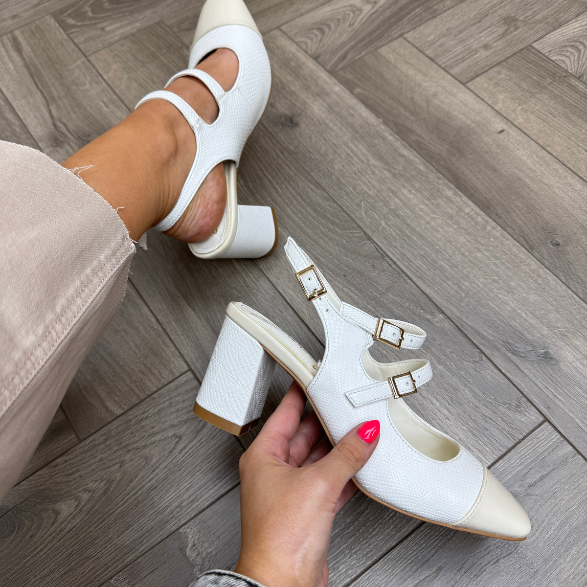 Dancing Matilda Trapeze 030 Heeled Double Buckle Mary Jane - Blanco (D ...