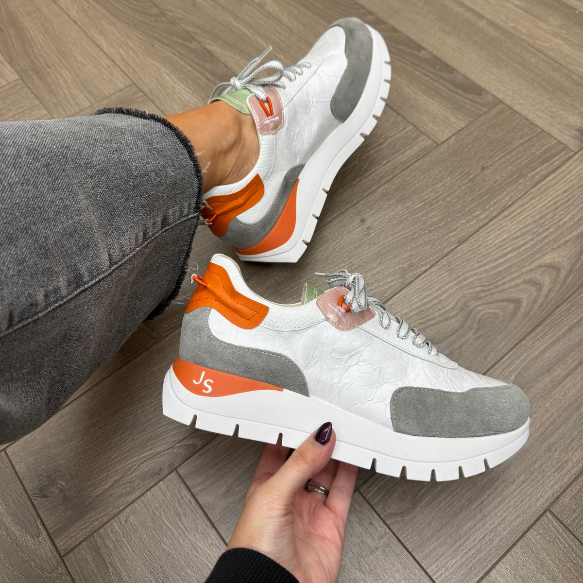 Jose Saenz (SS26) ‘Velur/Pinocho’ Elevated Trainer with Grey Trim - Gr ...