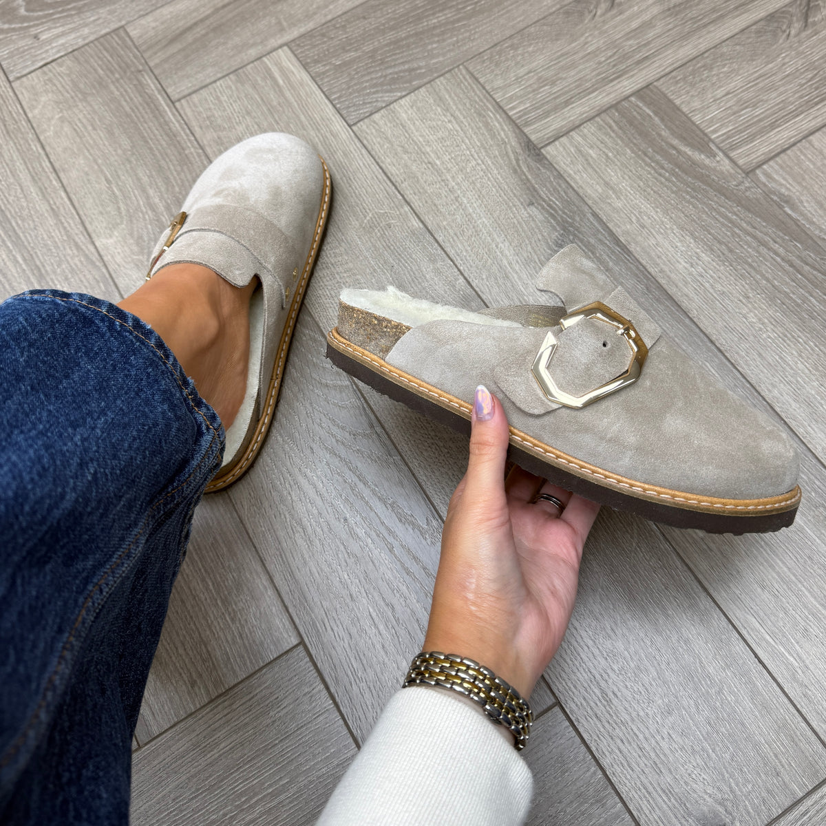 Genuins (GEN3) ‘Grisel’ Velour Wool Mule G106683 - Taupe – Fred Funk