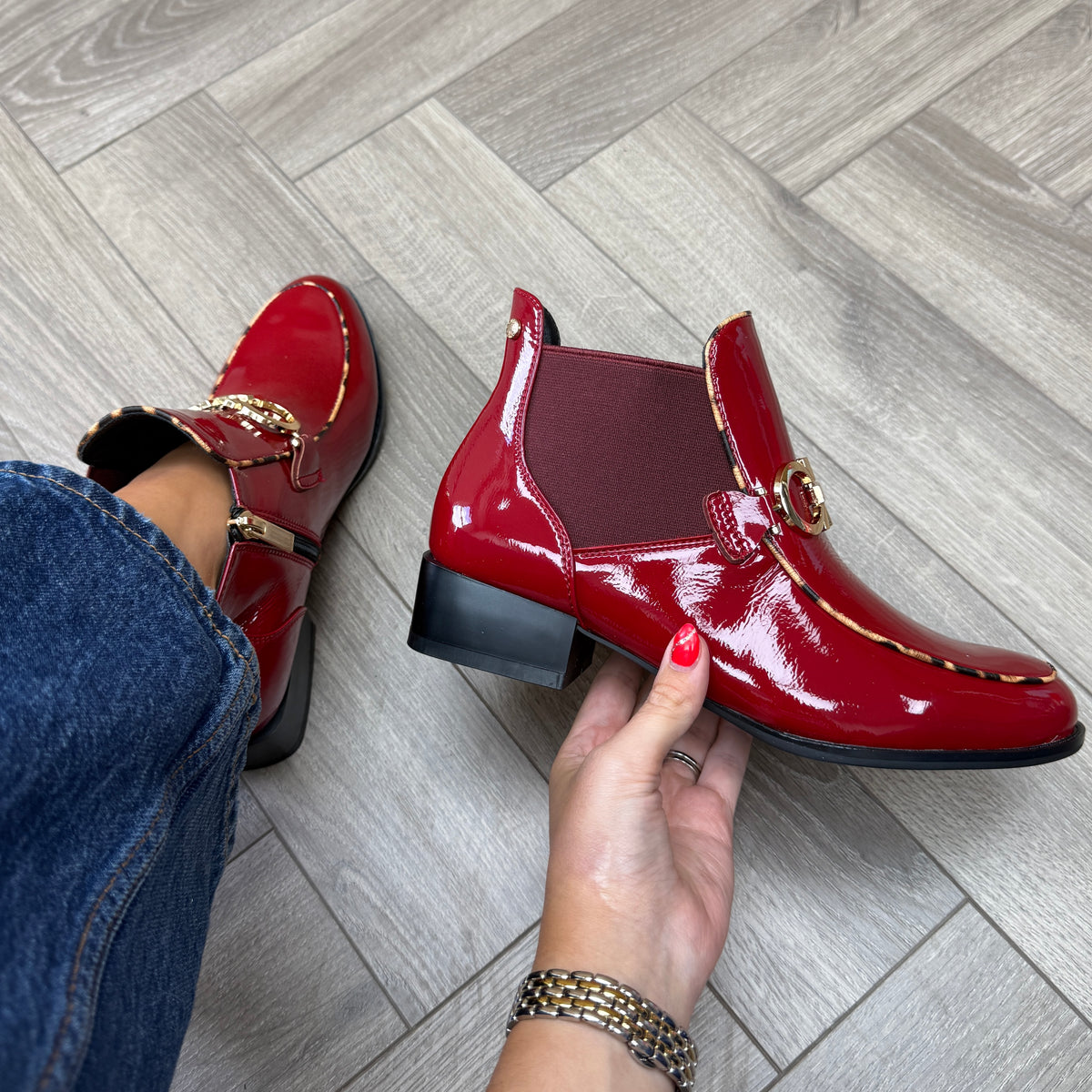 Patrizo Como (PC11) ‘Lendorf’ Patent Boot With Printed Trim - Rossa P – Fred Funk