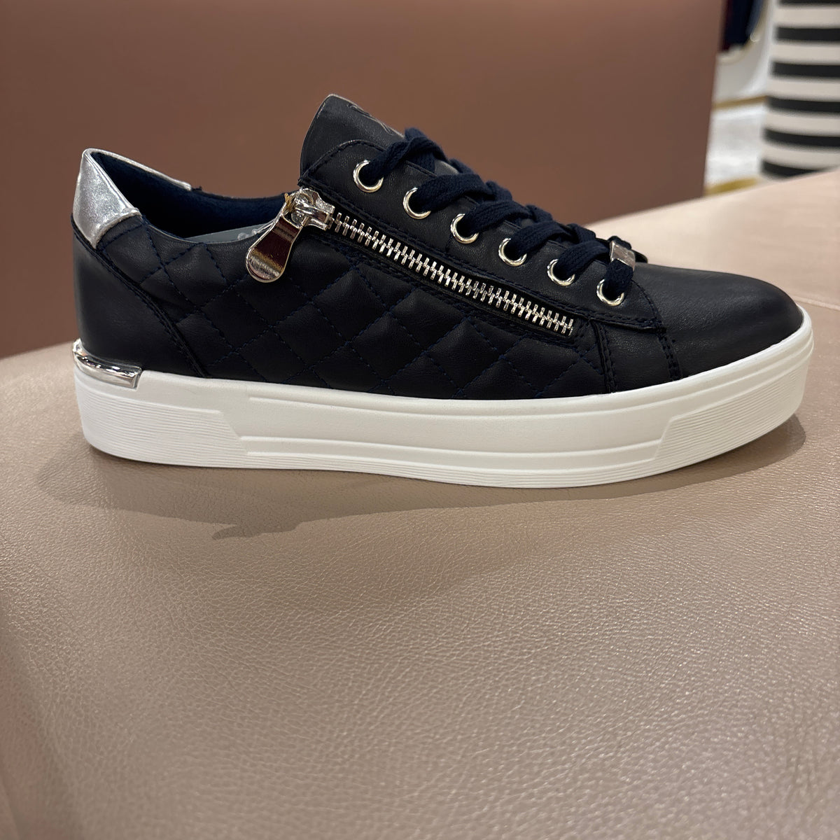 Lunar (AW25) ‘Xenon’ DLB052 BL Quilted Trainer With Side Zip - Navy (L ...