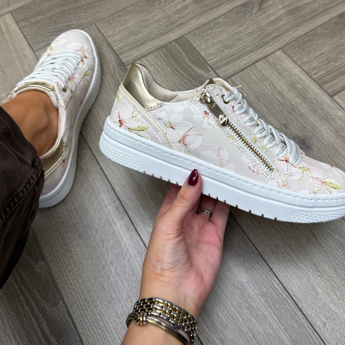 Marco Tozzi (SS26) Floral Print Trainer 23718 - Cream Comb (MT2) – Fred ...