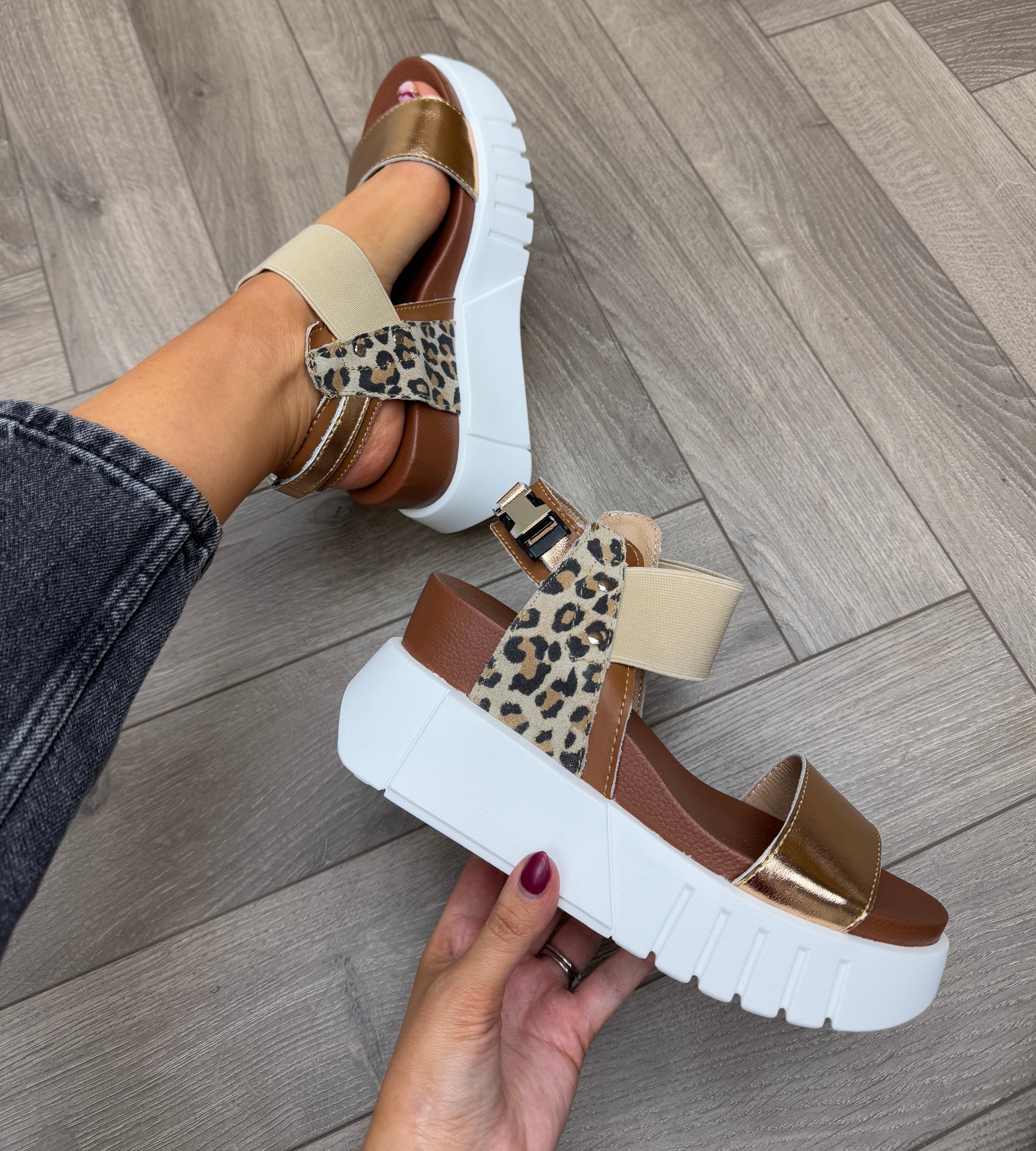 Redz (SS25) Platform Sandal with Leopard Print CX2426 - Tan Redz (SS25) Platform Sandal with Leopard Print CX2426 - Tan