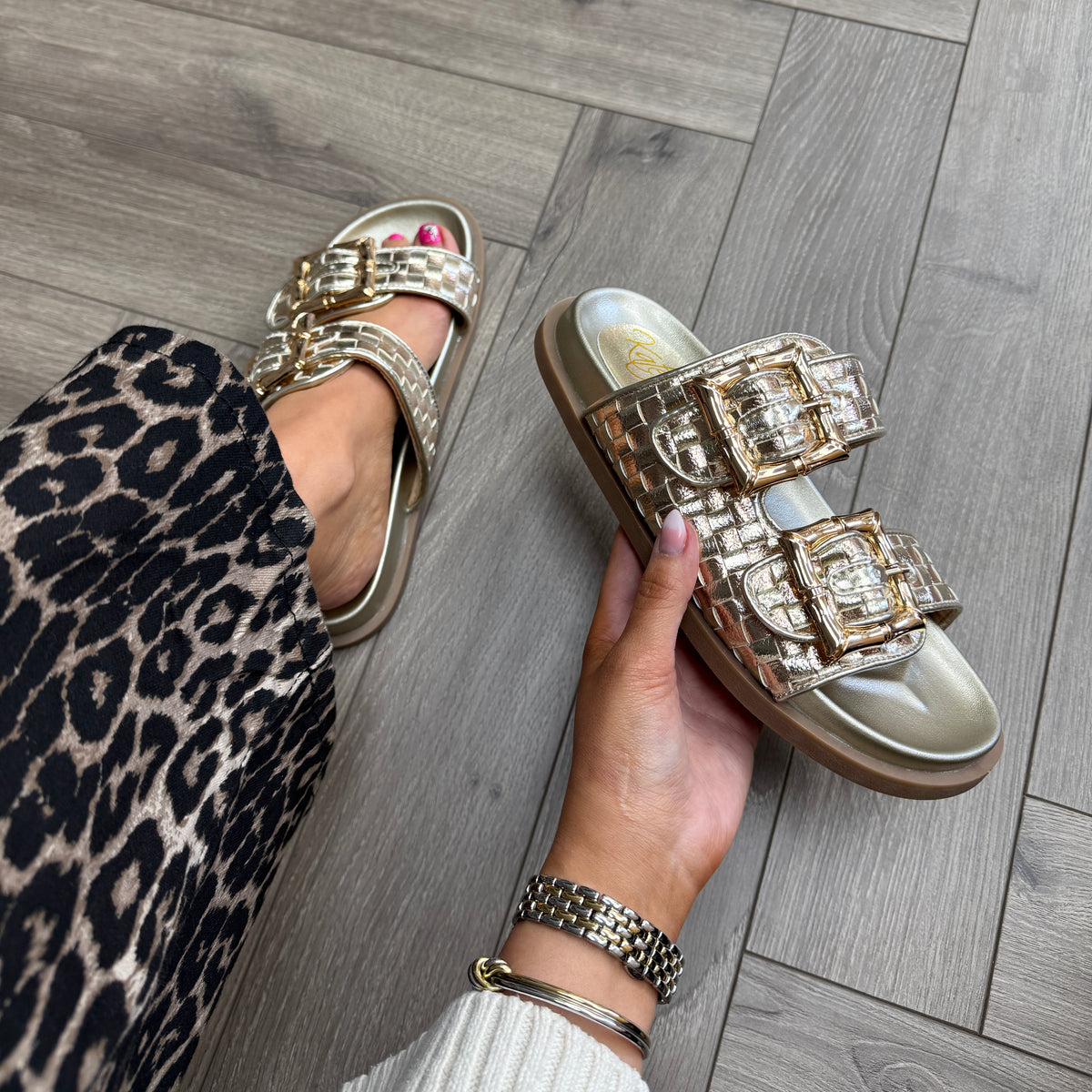 Kate Appleby (K45) Metallic Double Buckle Slider ‘Duxford’ - Bling Squ ...