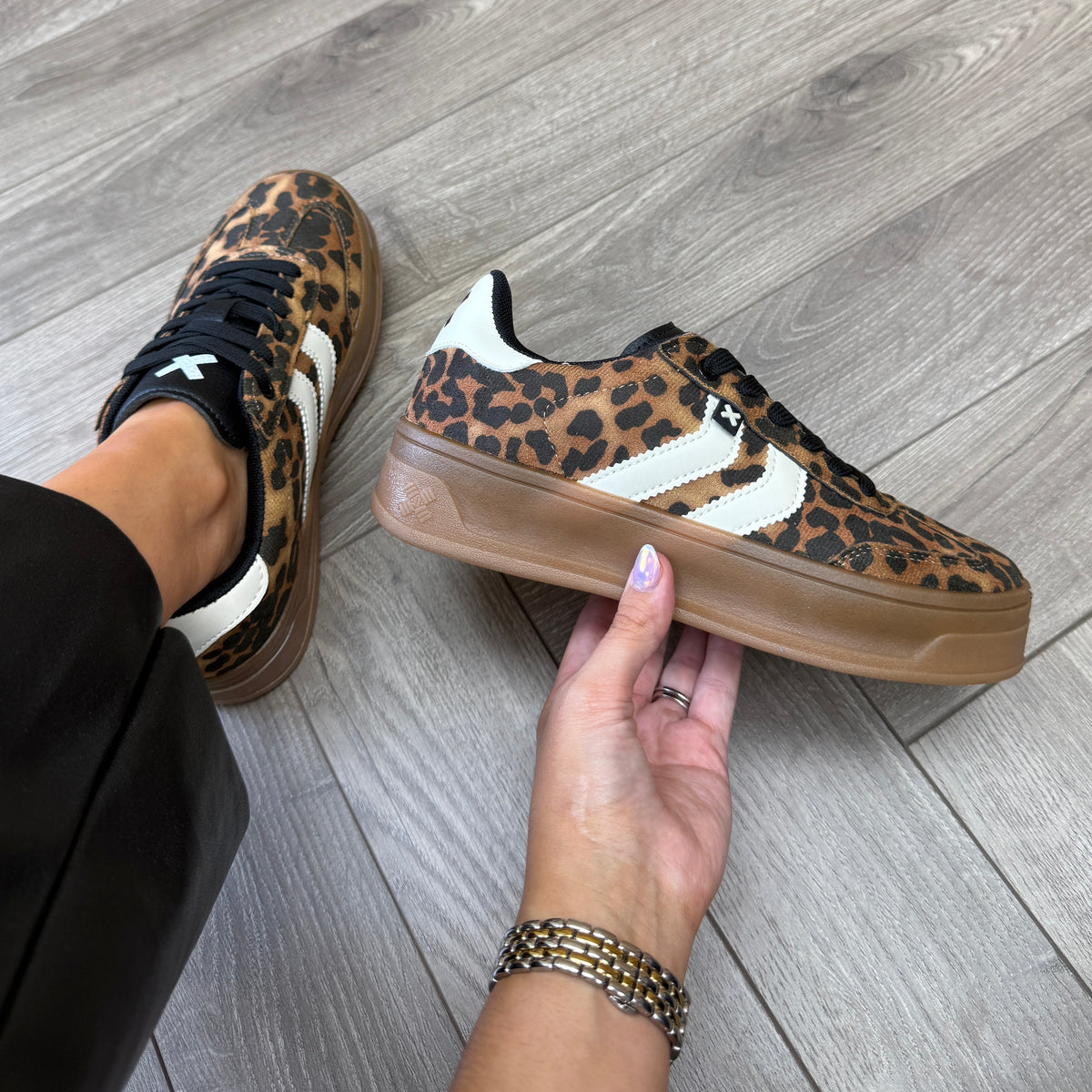 XTI (AW25) 144584 Platform Gum Sole Trainer With Leopard Print - Z.Ant – Fred Funk
